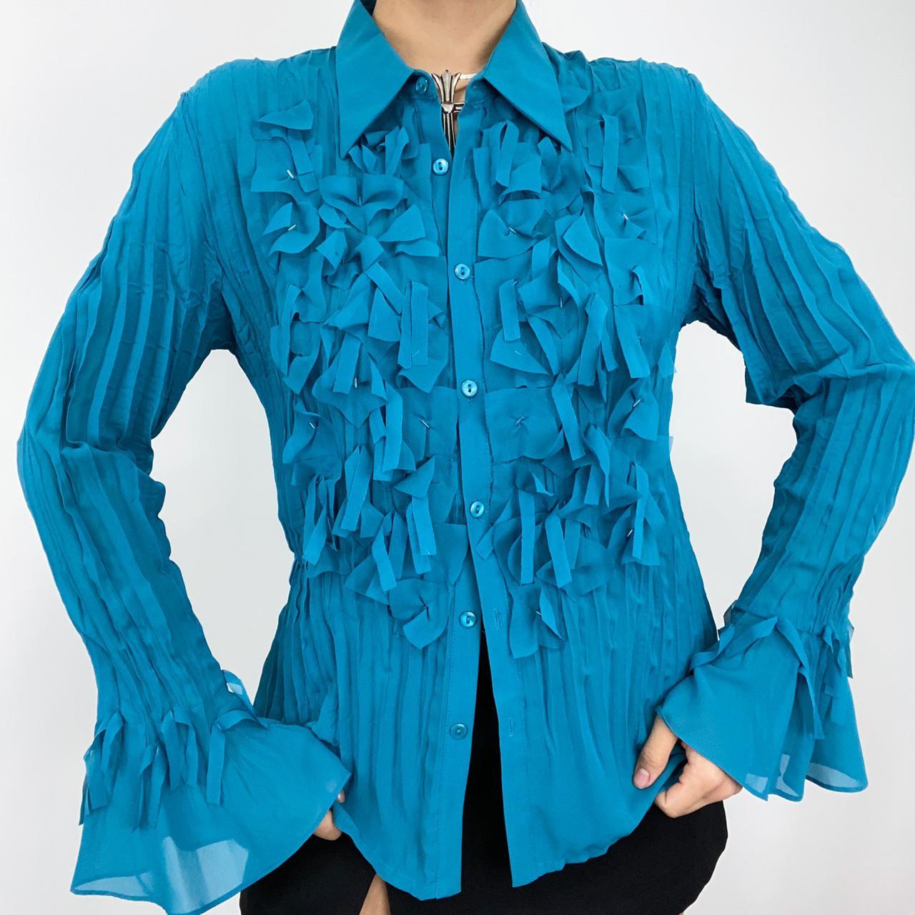 Teal ruffled blouse Cute teal blue blouse with... - Depop