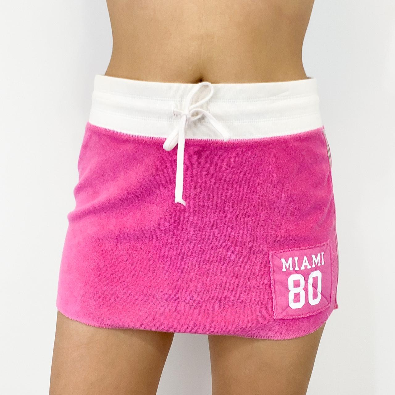 Womens Pink And White Skirt Depop