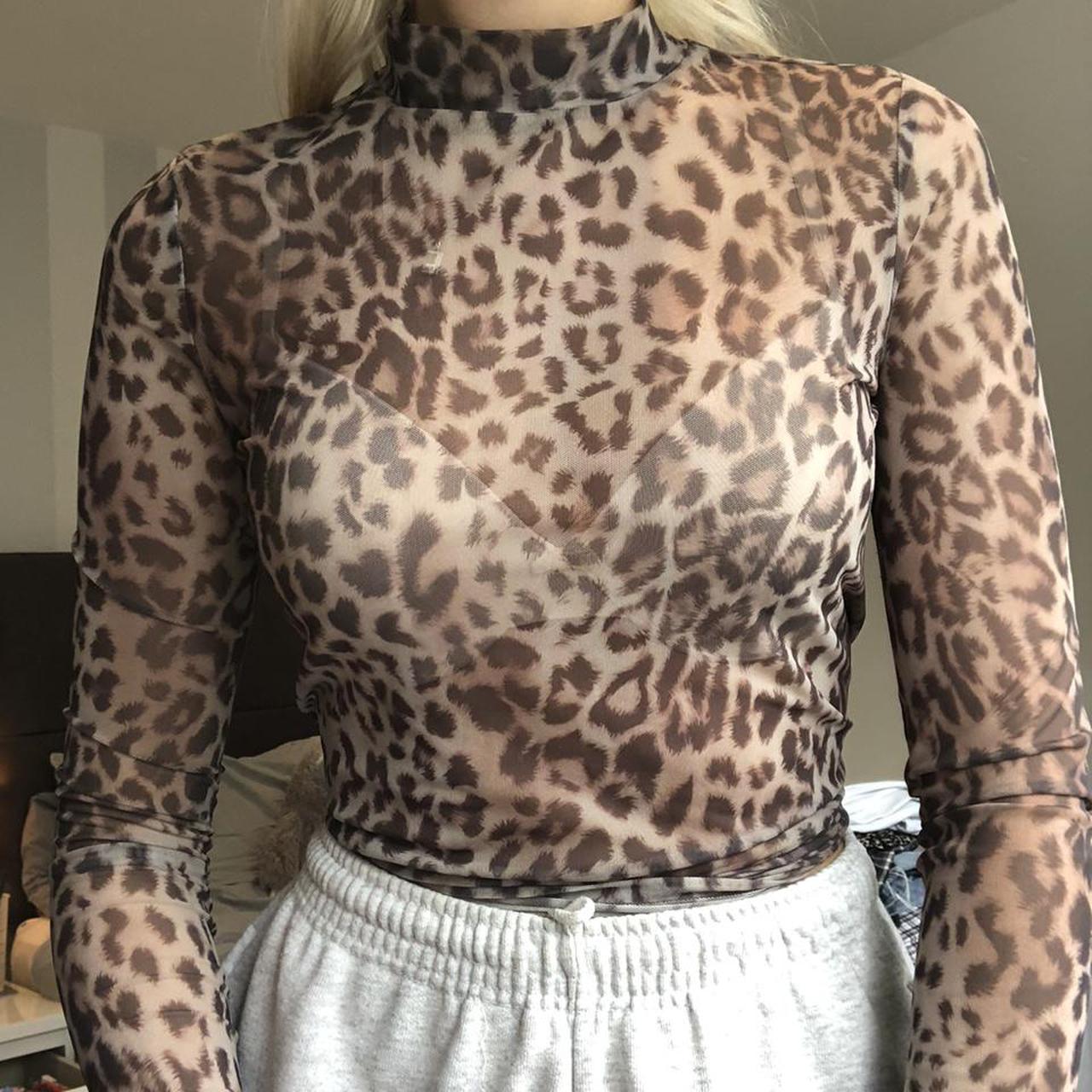 Leopard print mesh top from river island. Photos... - Depop