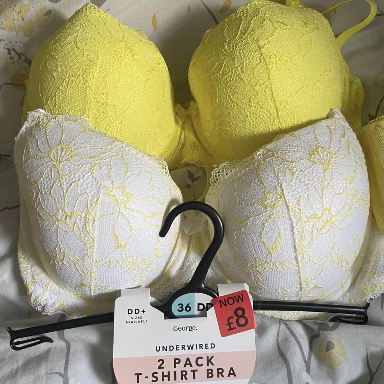 George Women's Yellow and White Bra | Depop