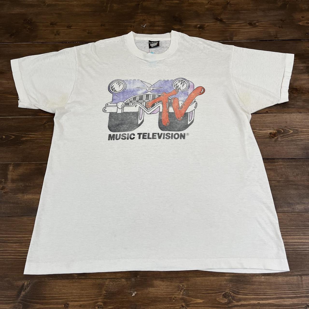 Vintage 90s Music Television MTV White... - Depop