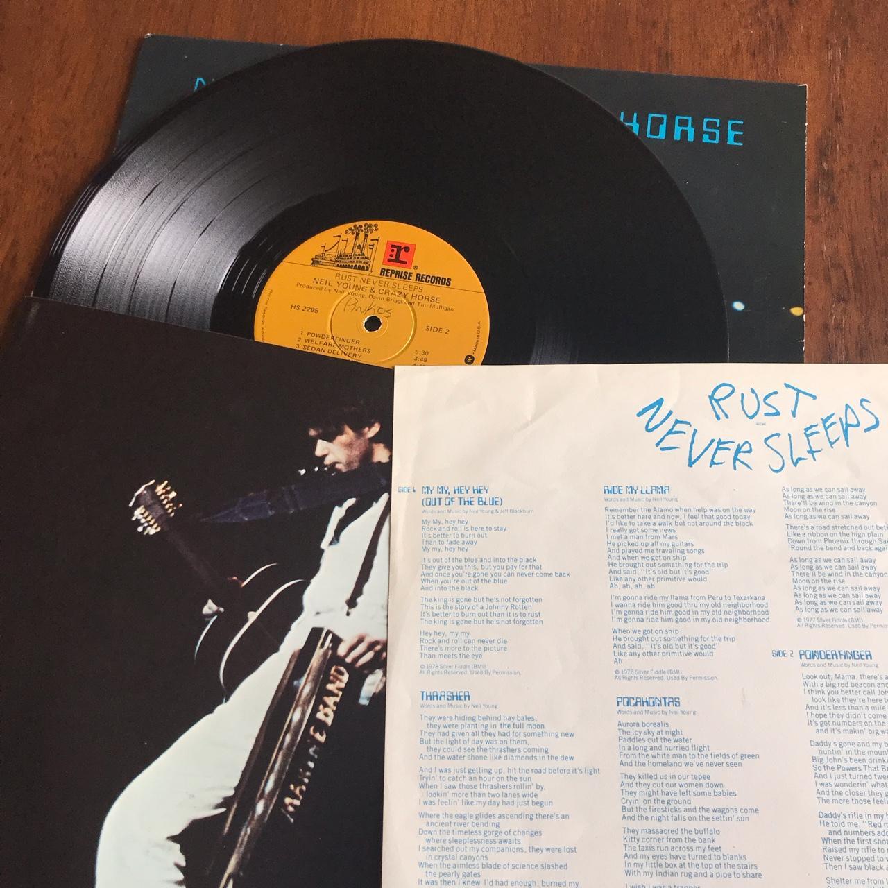 Neil Young Rust Never Sleeps record. Has the... - Depop