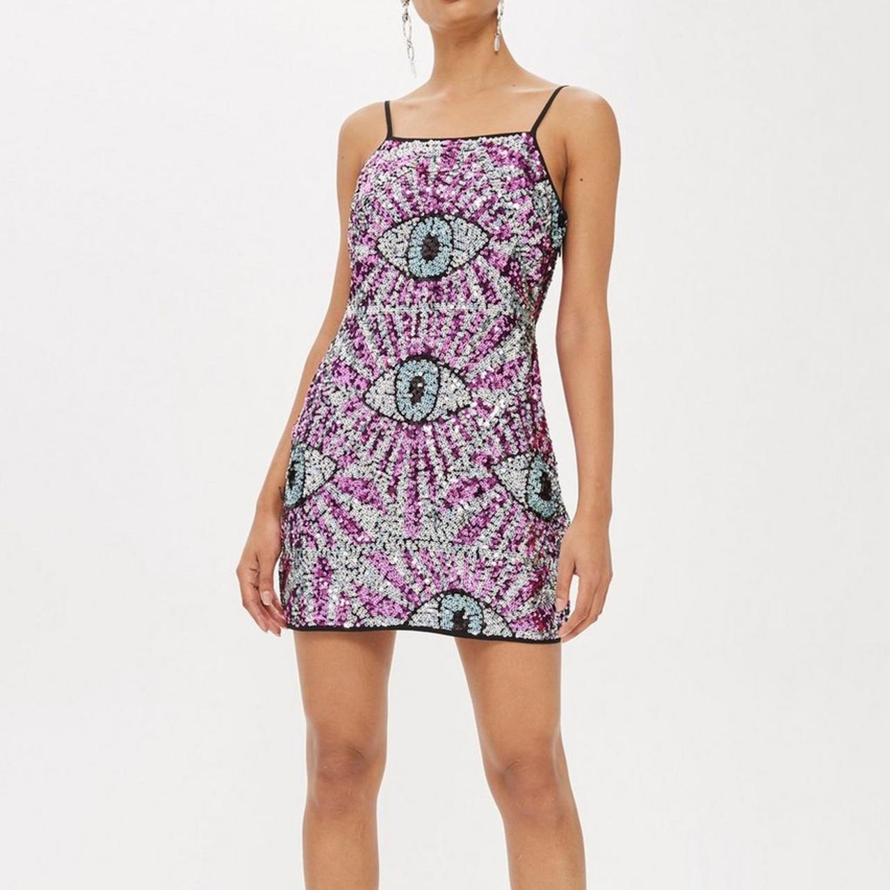 All Over Sequin Eye Dress By Moon Dreamers from... - Depop