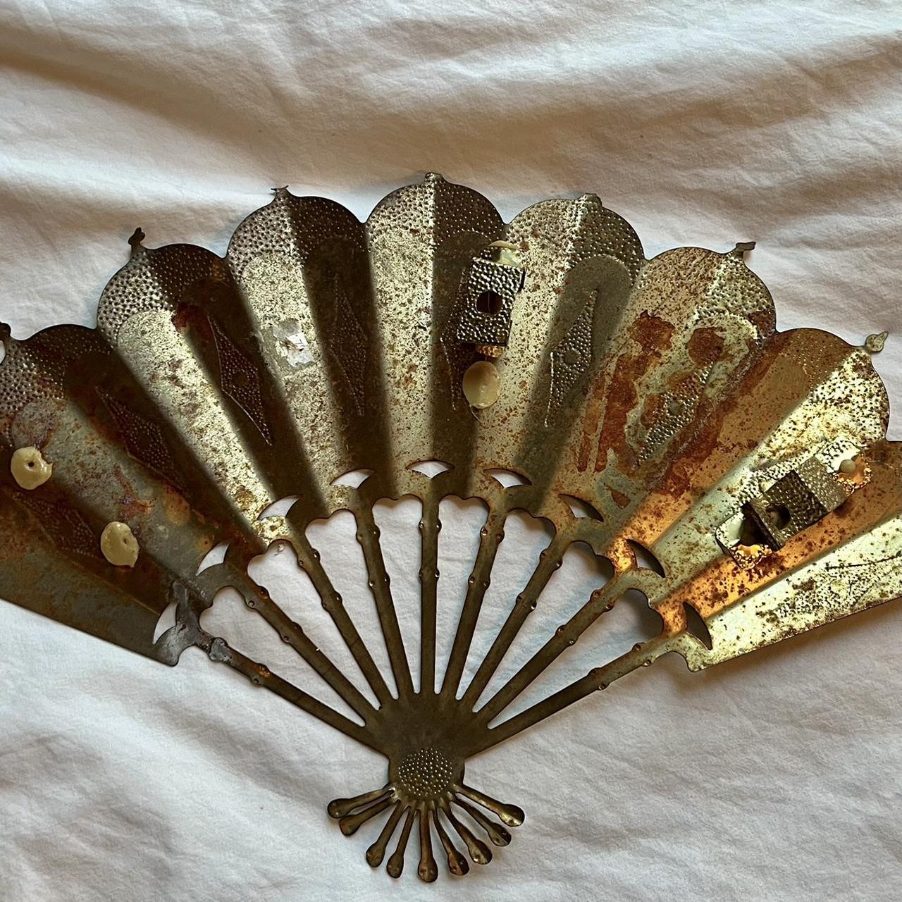 beautiful golden wall fan 🌟 a little rust on the... - Depop