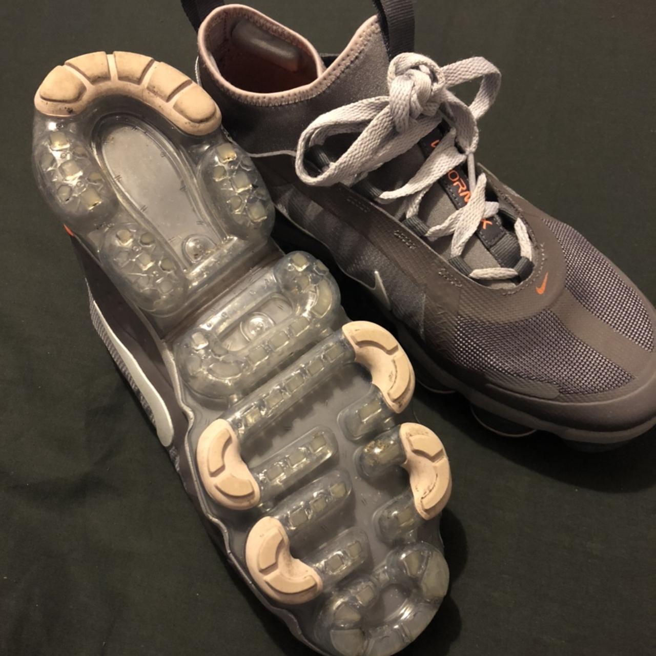 Nike vapamax grey and aluminous orange size 8uk... - Depop