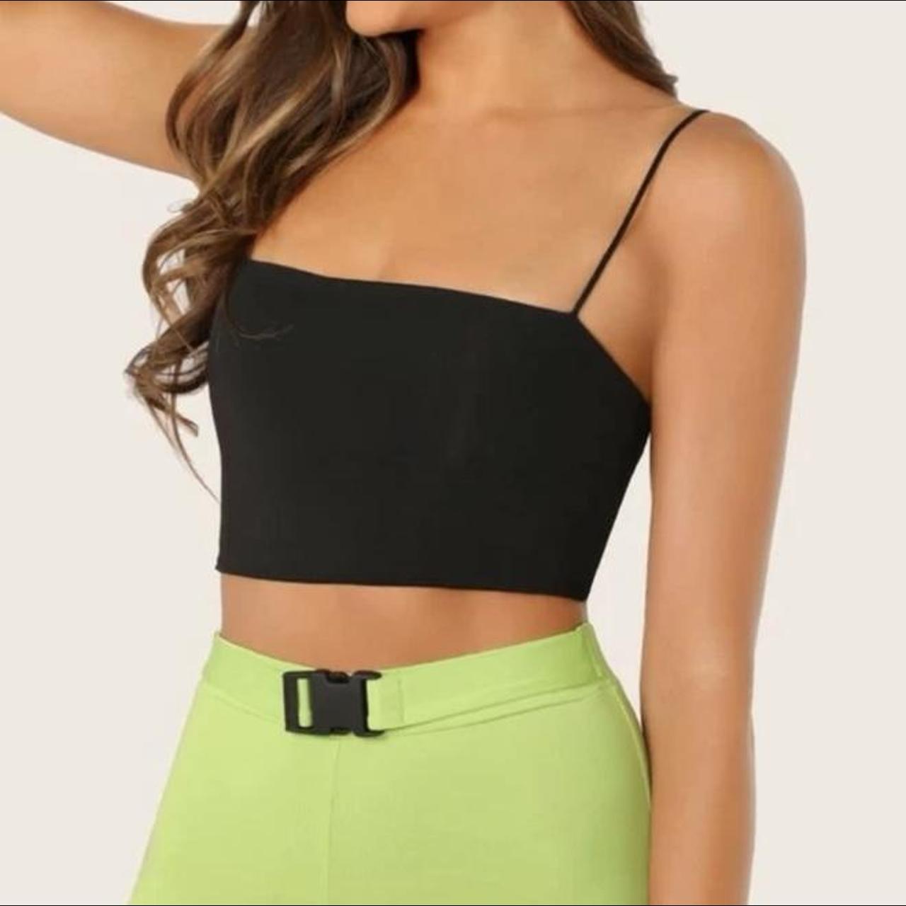 Selling this black spaghetti strap crop top... - Depop