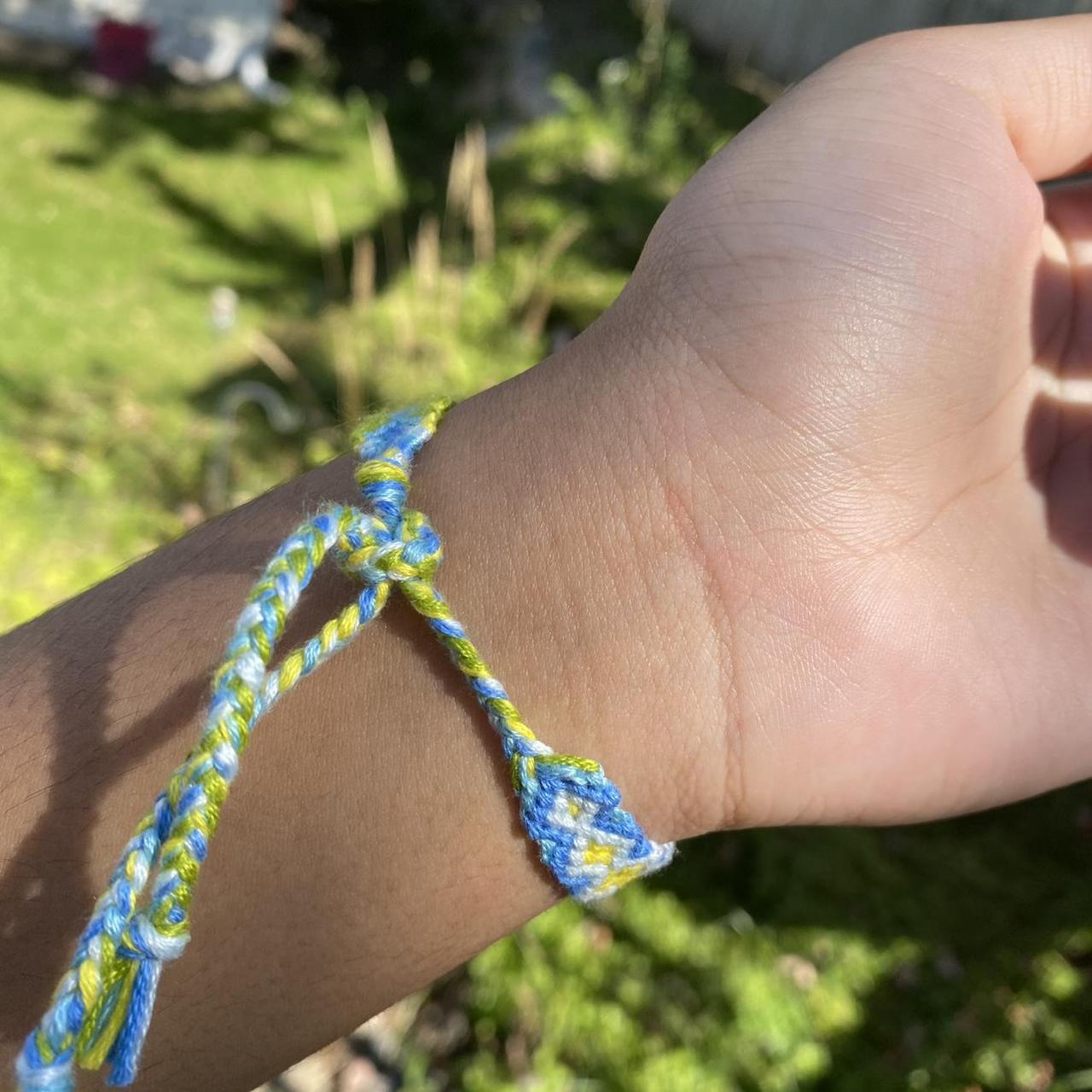 arrowhead friendship bracelet 💛💚💙 colors: Blue,... - Depop