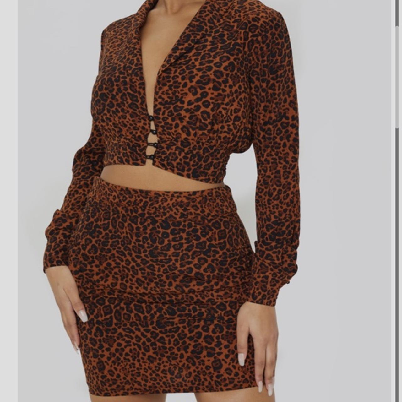 PLT Leopard Print Matching Set w ruched skirt ... - Depop