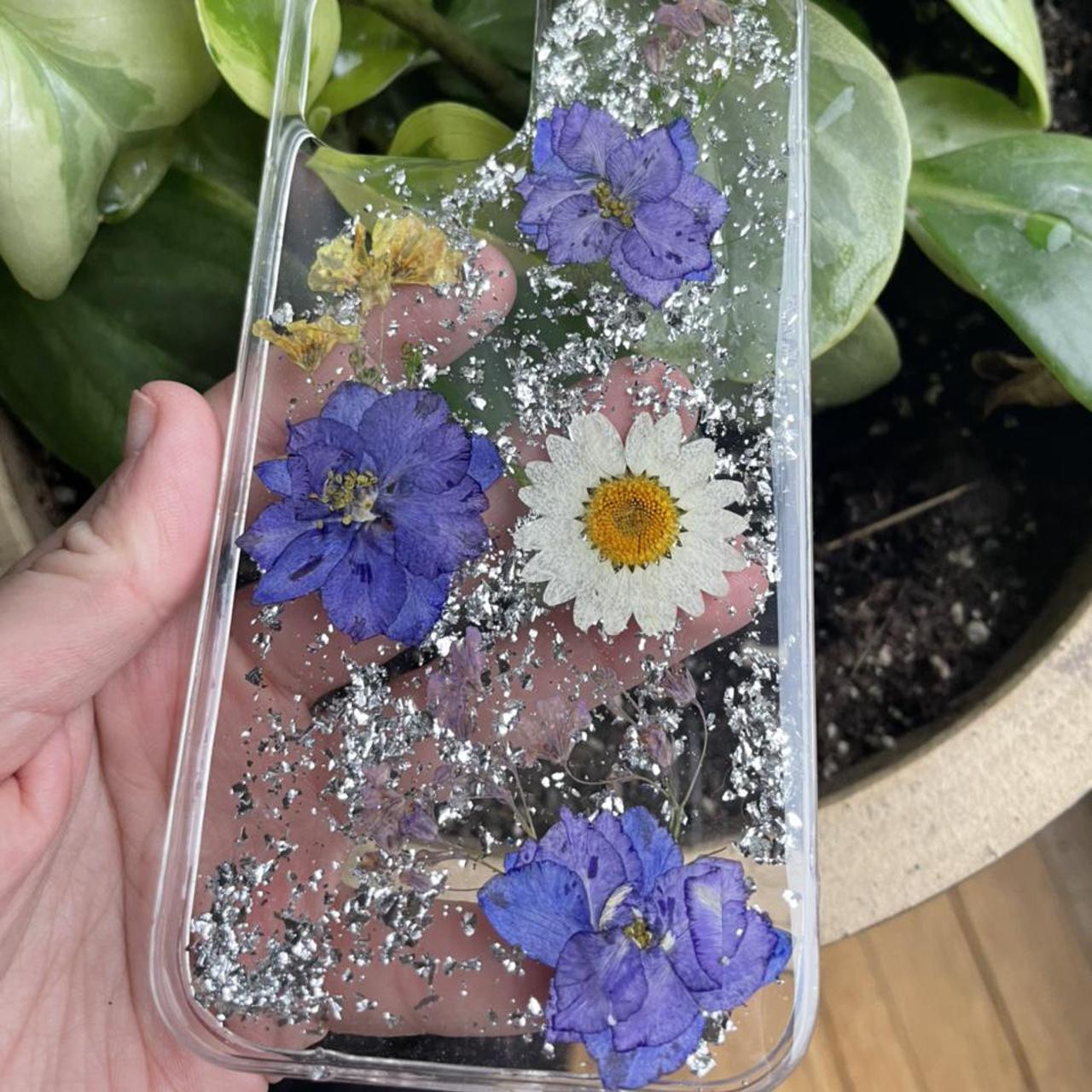 dreamy flowers iphone 12 case handmade and made from... - Depop