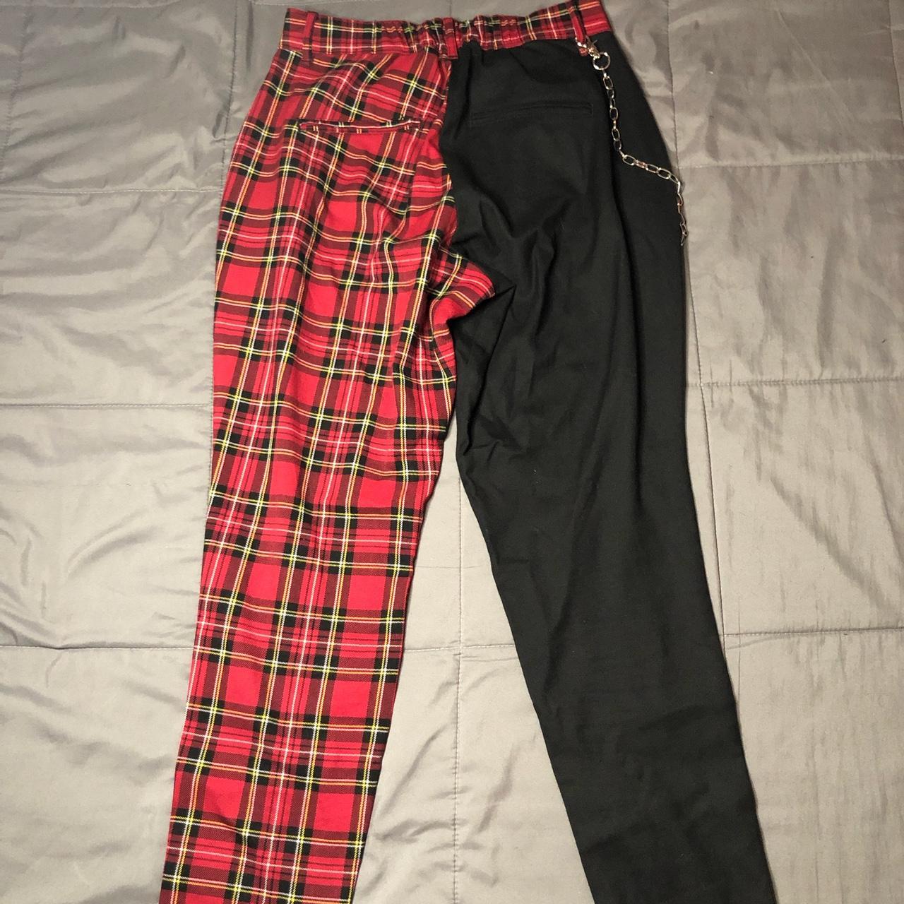 Hot Topic split pattern pants #N#with chain#N# ️Only... - Depop