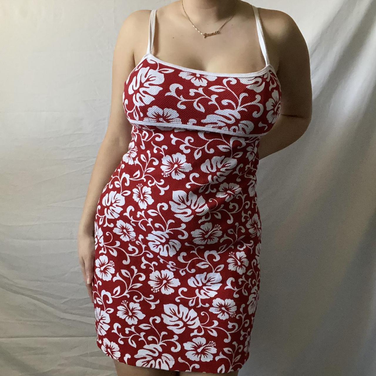 Rampage Women's Red and White Dress | Depop