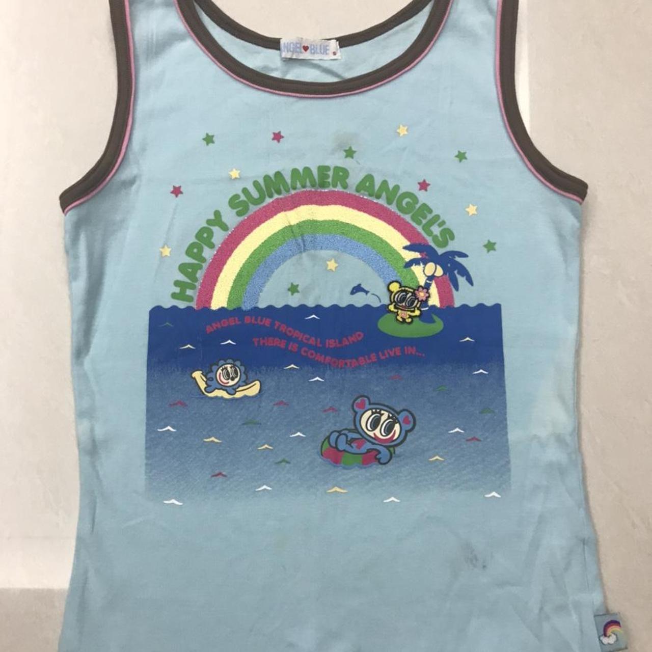 - The CutEST Angel Blue Tank Top💖 LoVE the graphics... - Depop