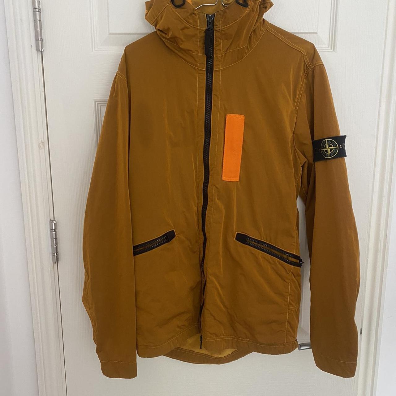 Stone Island Men's Orange and Black Jacket | Depop