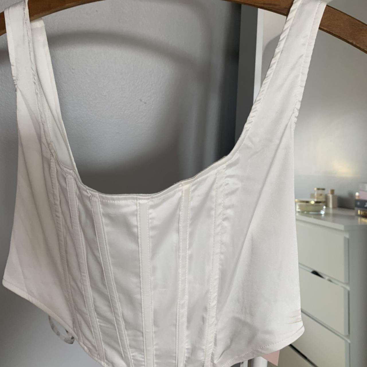 Missguided white satin corset #missguided #corset... - Depop
