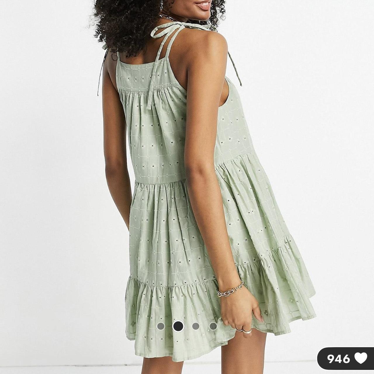 Asos design tiered broderie mini sundress in green 💚... - Depop