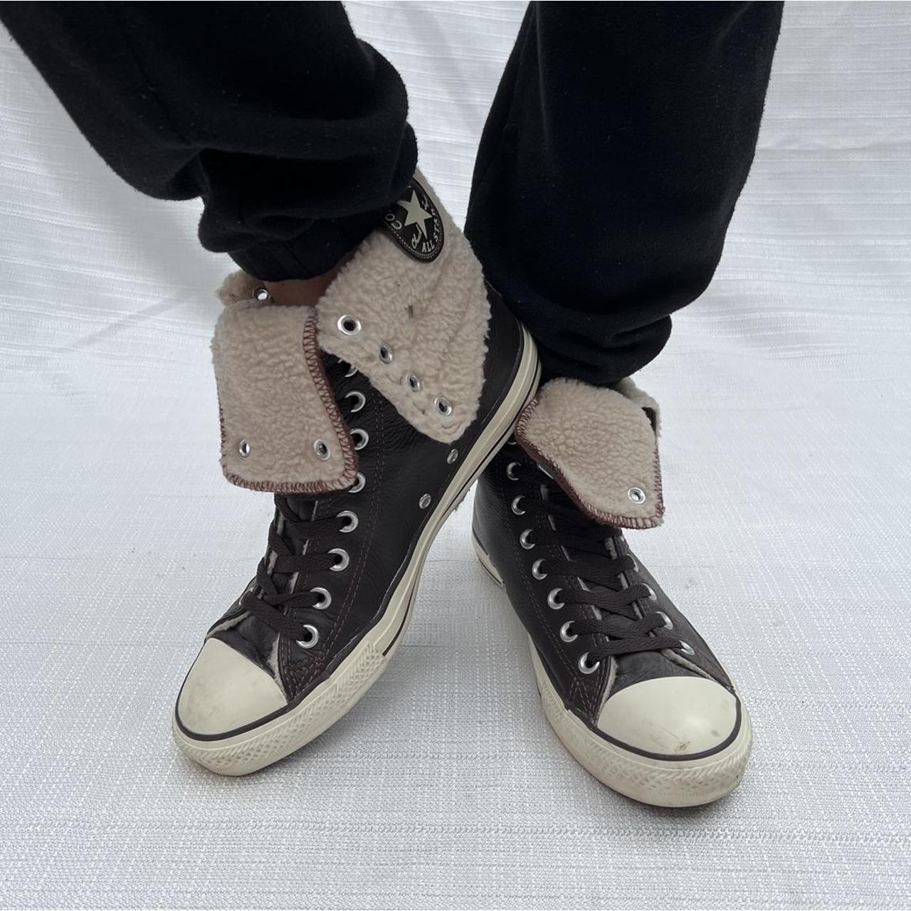 Size 8 Brown Converse 🤎 Teddy lined Fits true to... - Depop