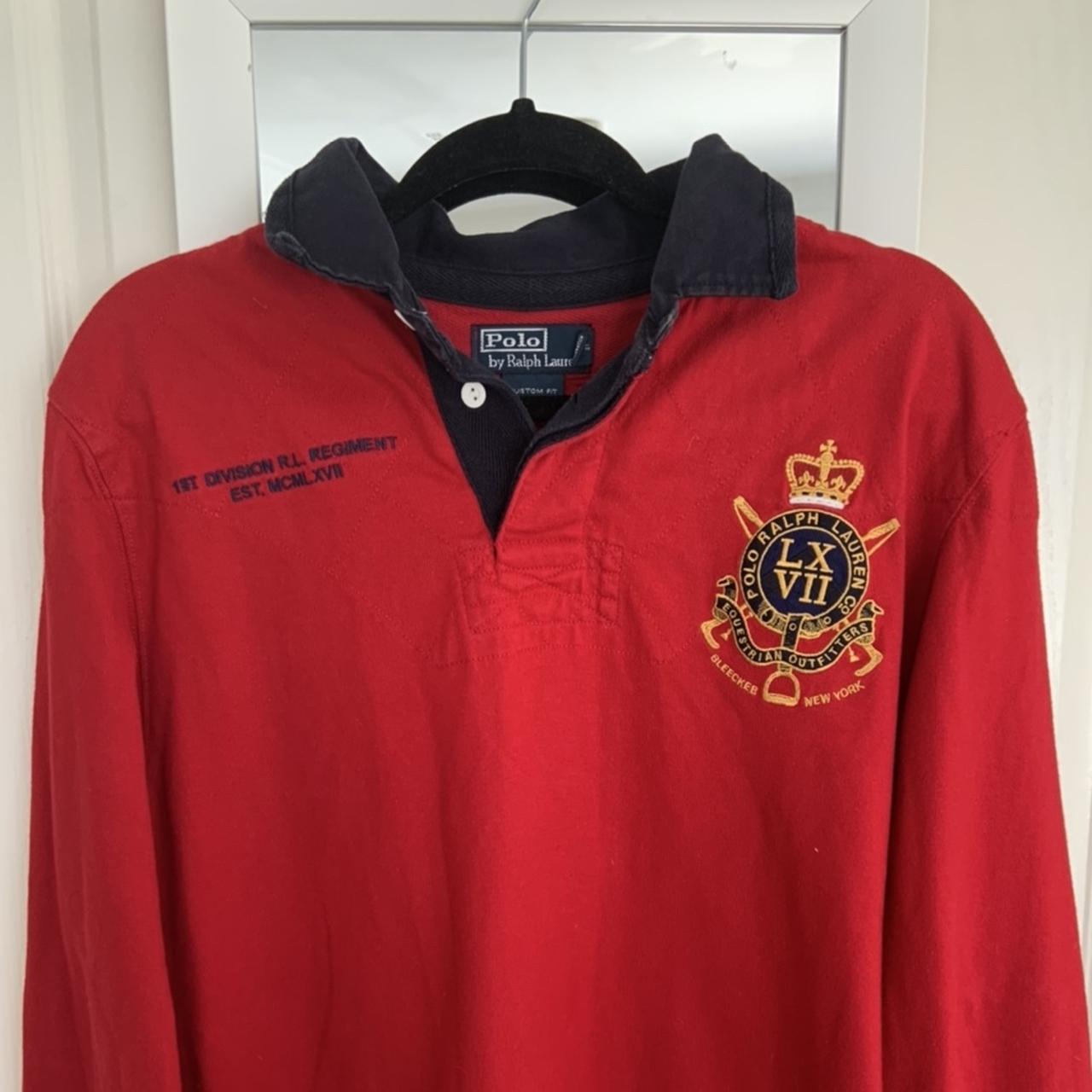 Red and Navy Polo Ralph Lauren Equestrian Outfitters... - Depop
