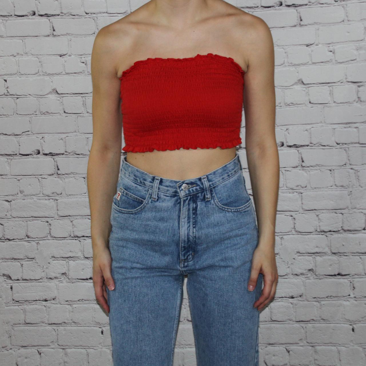Wild Fable Women's Red Crop-top | Depop
