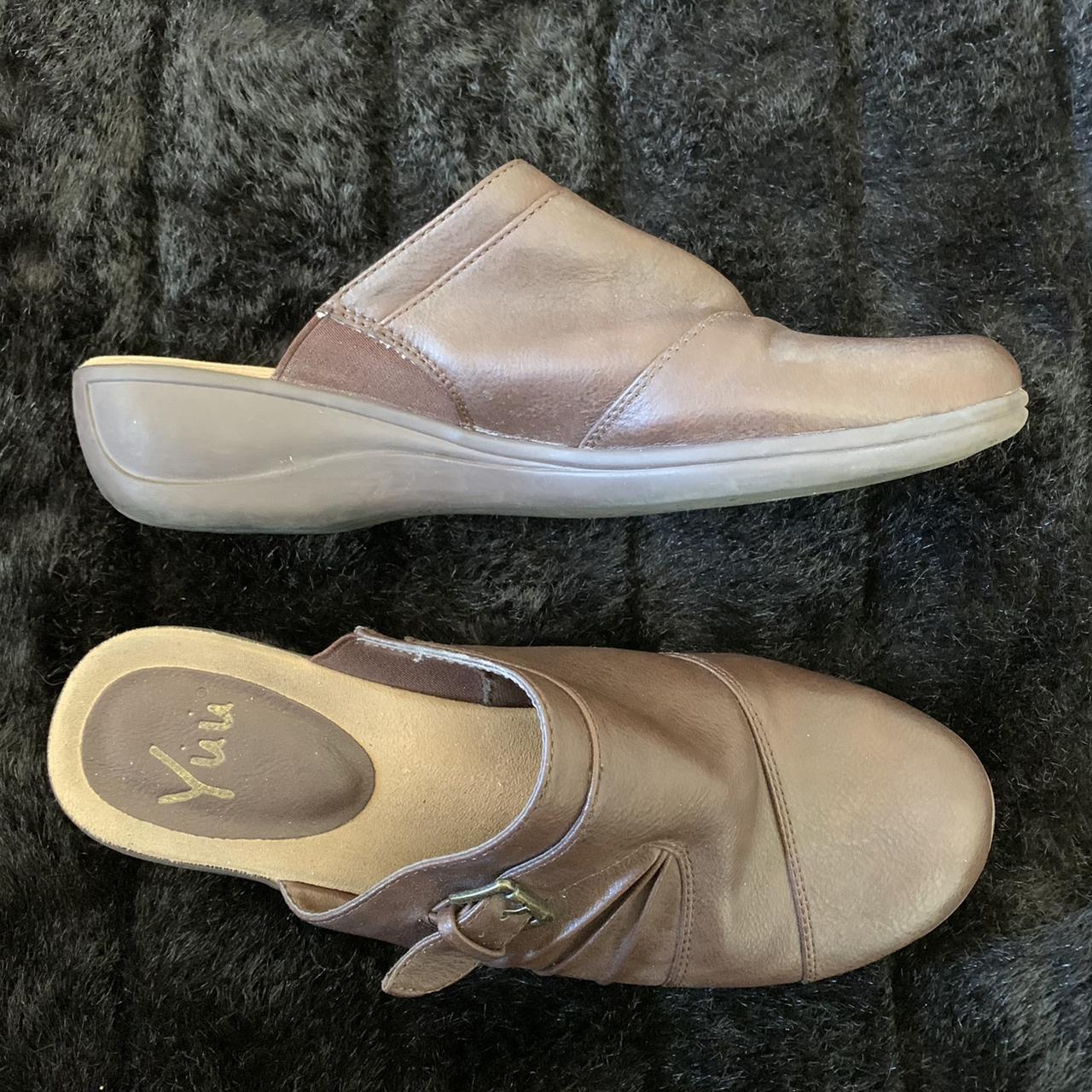 yuu brown leather platform mules size 11 womens or... - Depop