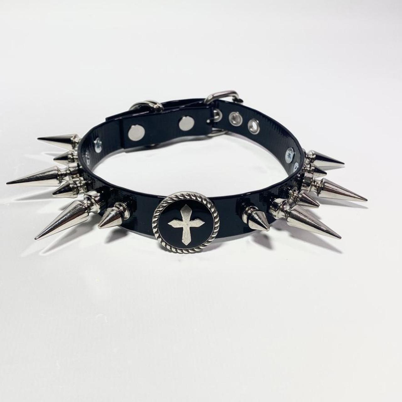 Spikes Cross Concho Collar // Made to Order Faux... - Depop