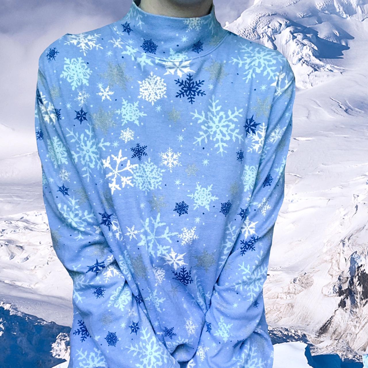 Snowflake turtleneck Size XL Tags Winter blue... - Depop