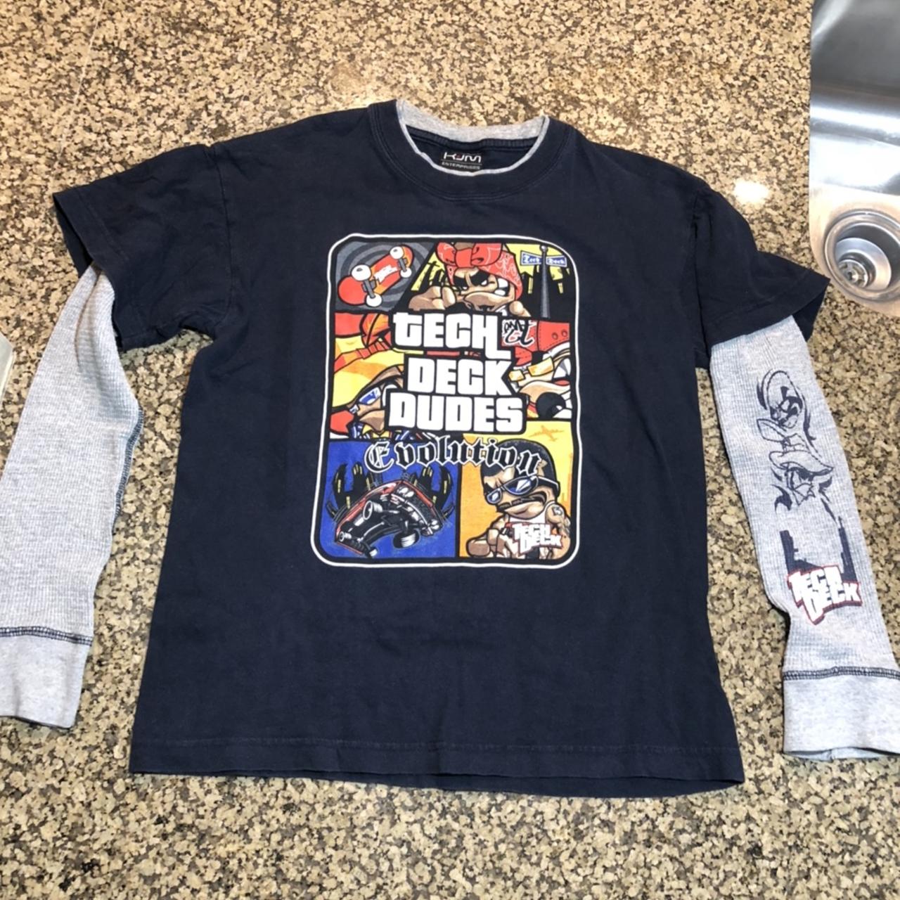 VTG Tech Deck long sleeve thermal shirt Size: Kids... - Depop