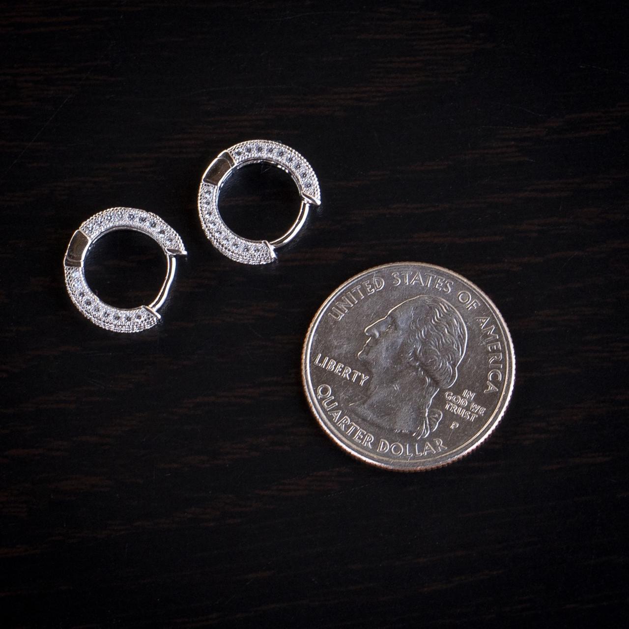 Mens Small White Gold Diamond Hoop... - Depop