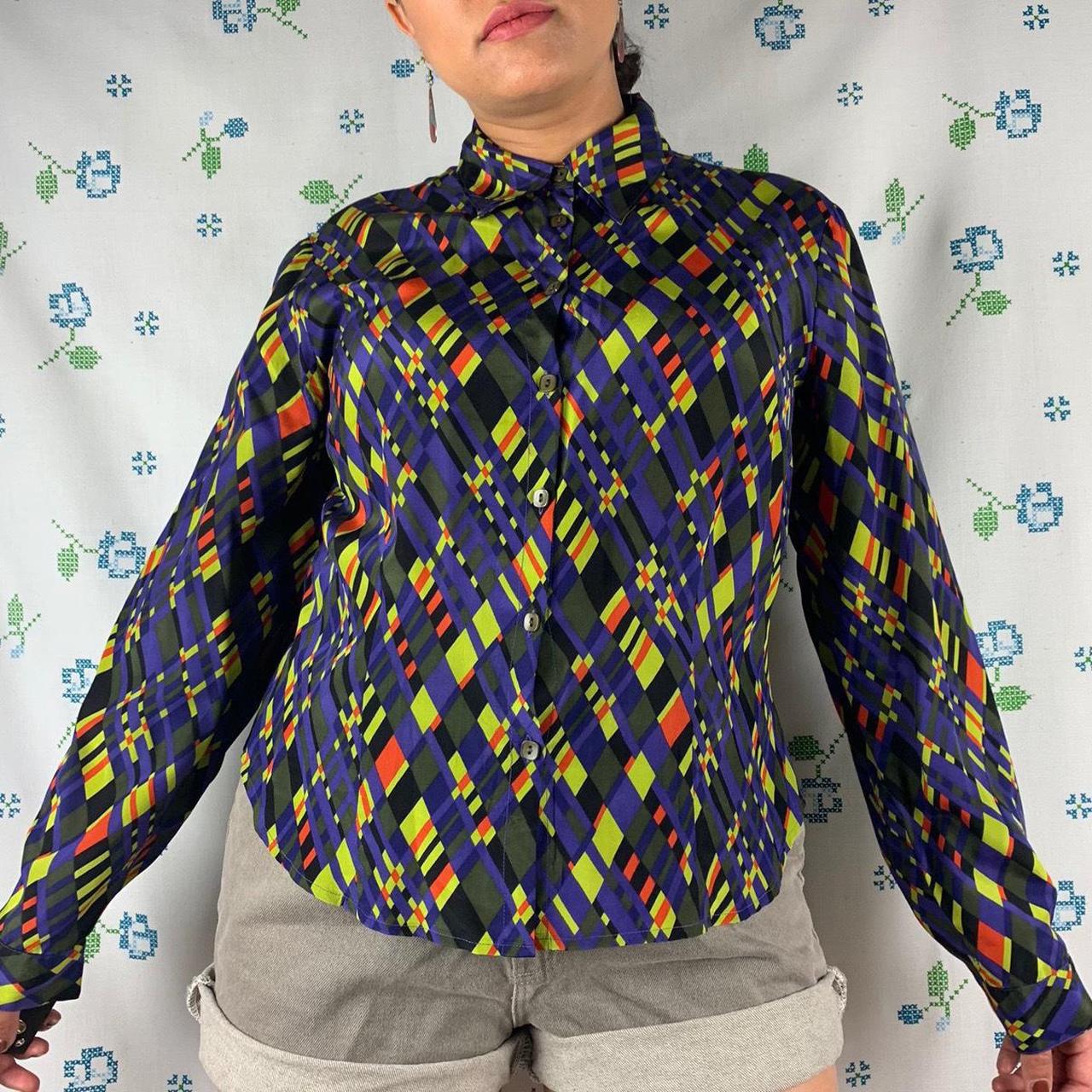 Vintage Early 90s Geometric Circus Inspired Silk... - Depop