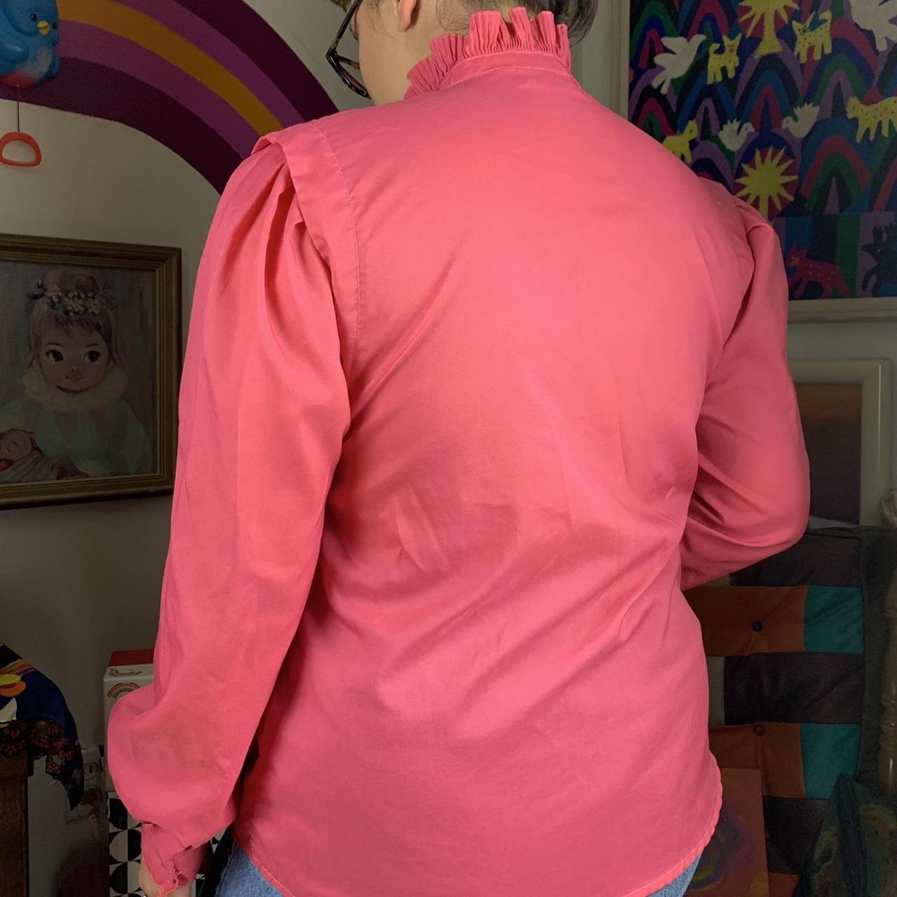 Vintage 70s Details Pink Long Sleeve Button Down... - Depop