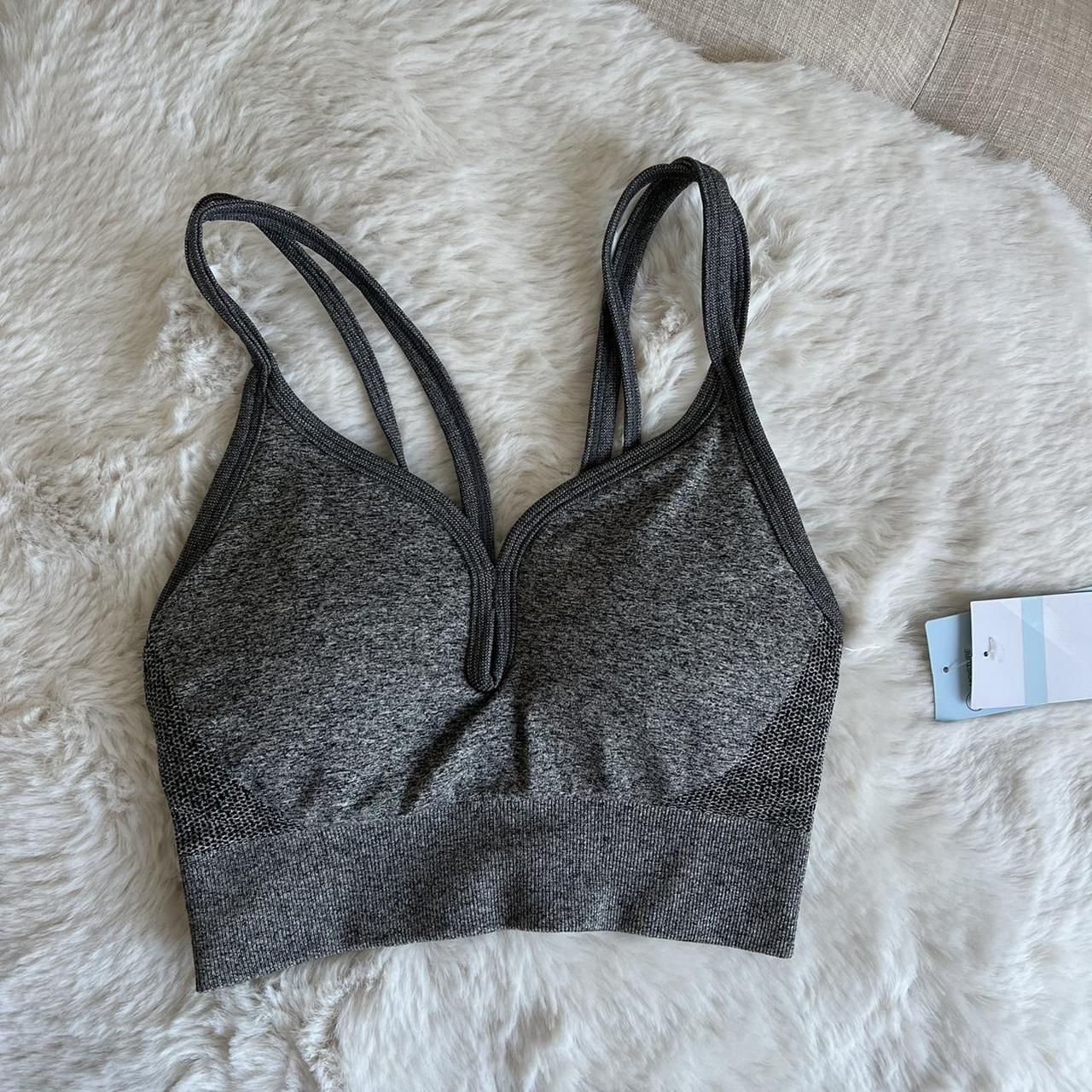 Zella Women's Black and Grey Bra | Depop