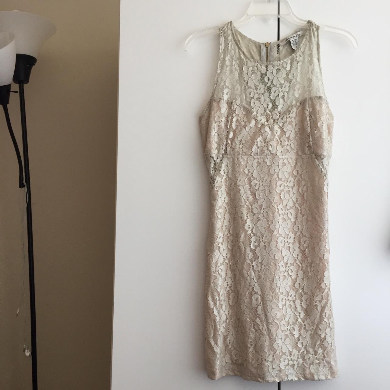 American Rag Cie Women's Cream Dress | Depop