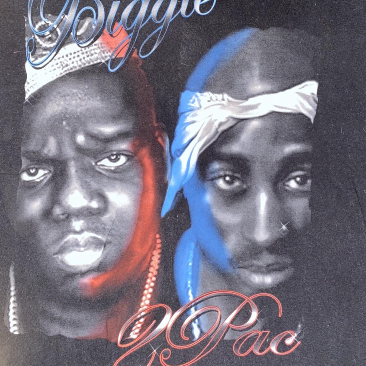 Single Sided Biggie TuPac Bootleg Rap Tee Font... - Depop