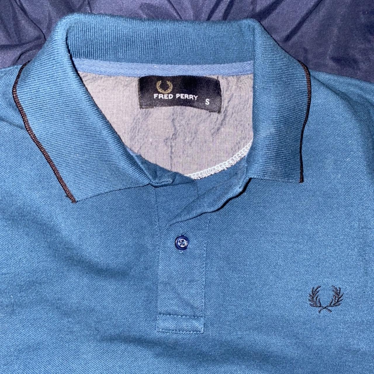 Fred Perry Size Small Cerulean Blue T Shirt Worn... - Depop