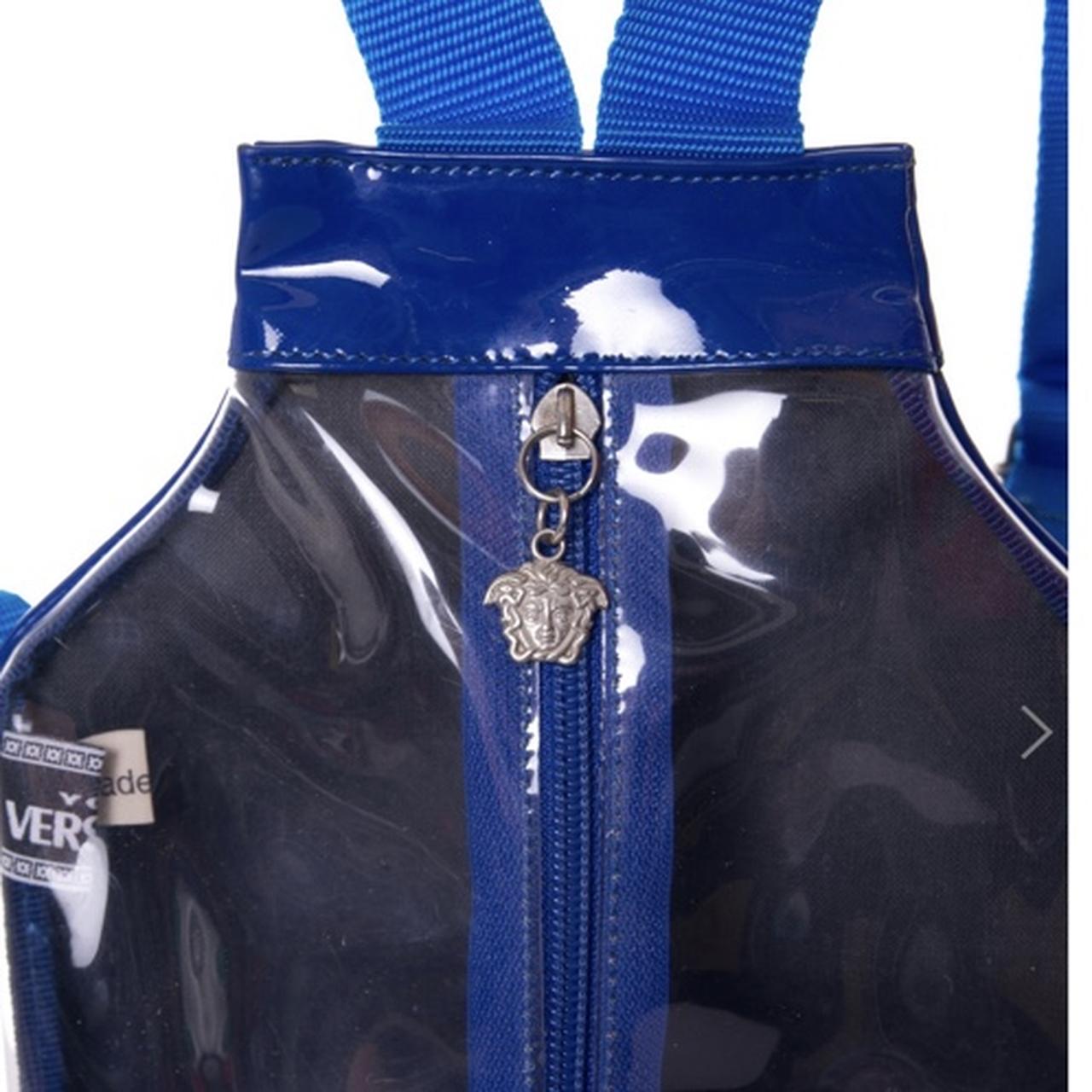 Versace Transparency backpack with blue trim Versace - Depop