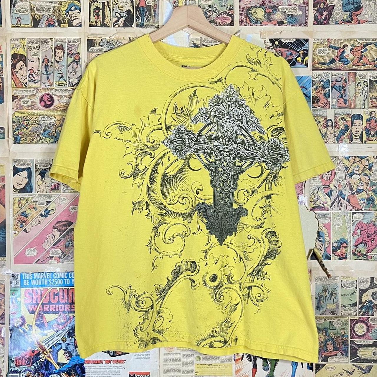 Vintage Y2K Essential Yellow Goth Styled Cross... - Depop