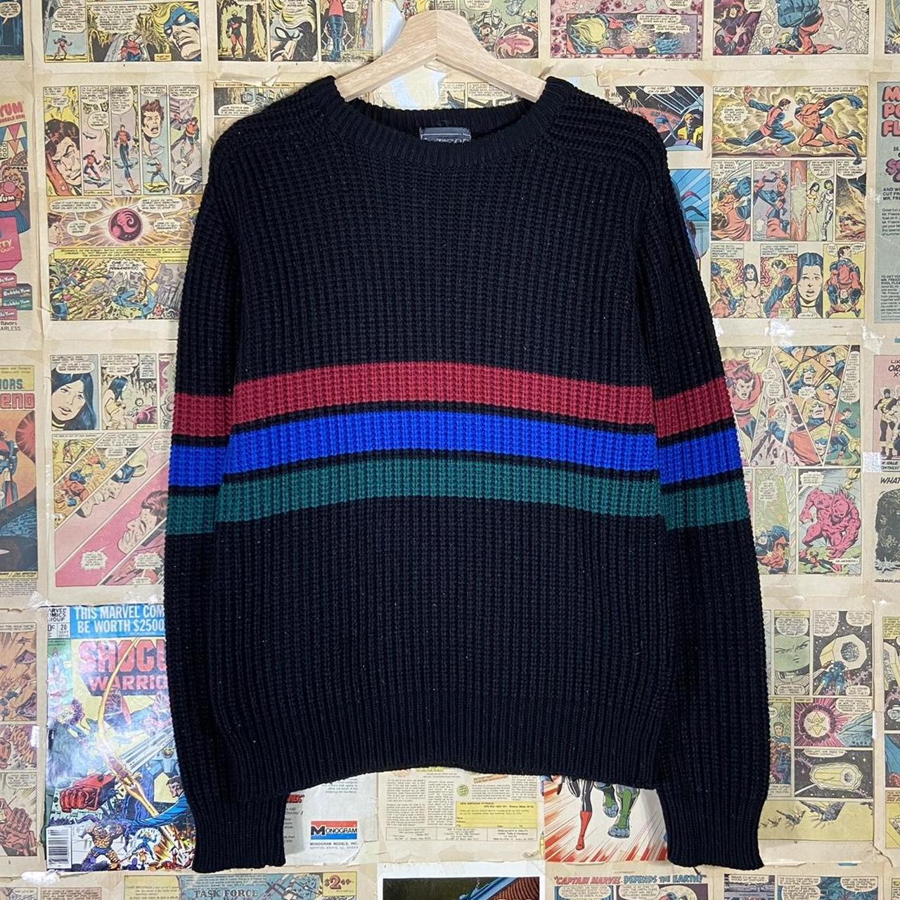 Vintage 90s Essential Black ColorBlock Striped... - Depop