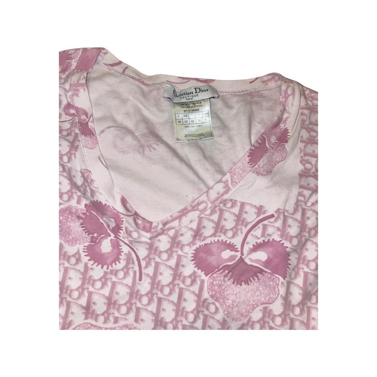 Christian Dior Women's Pink and White T-shirt | Depop