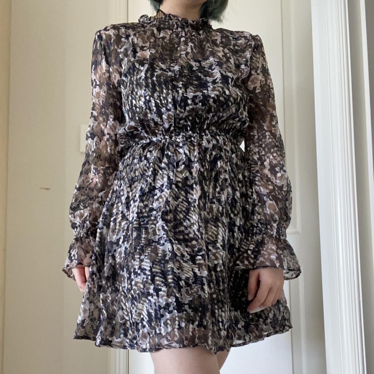 Camo print sheer dress🤍 this is a long sleeve sheer... - Depop