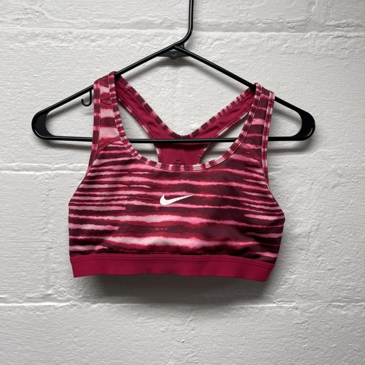 Nike Magenta Striped Dri-Fit Sports Bra - Depop
