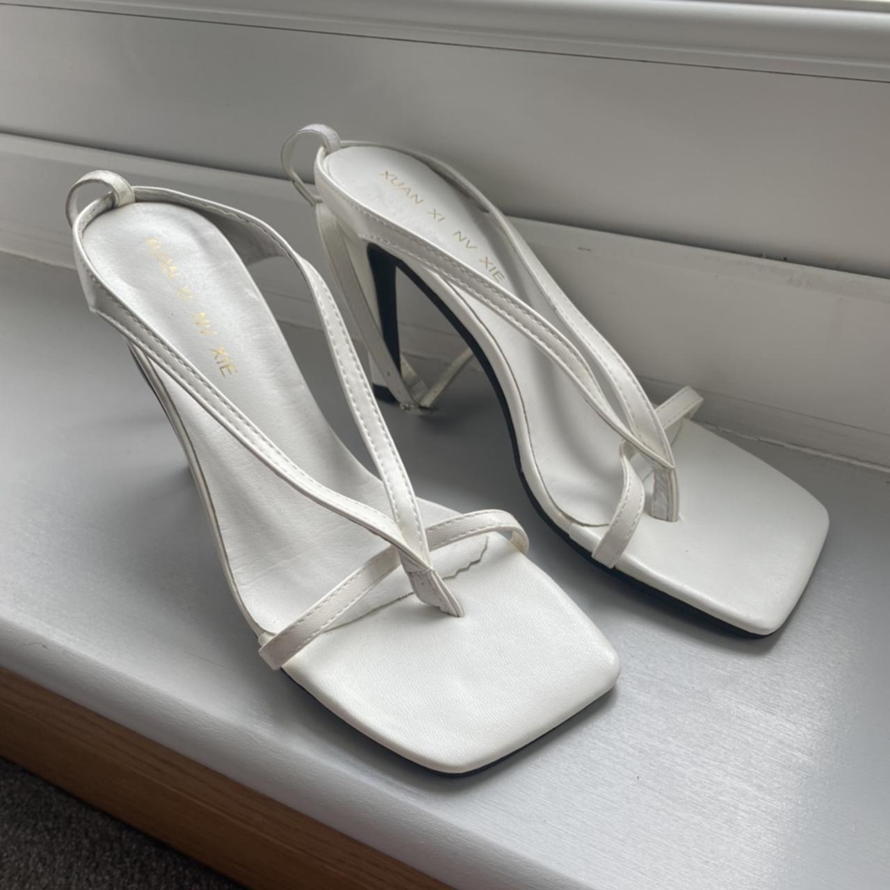 The Look Edit - White square toe heels - size 7.5... - Depop