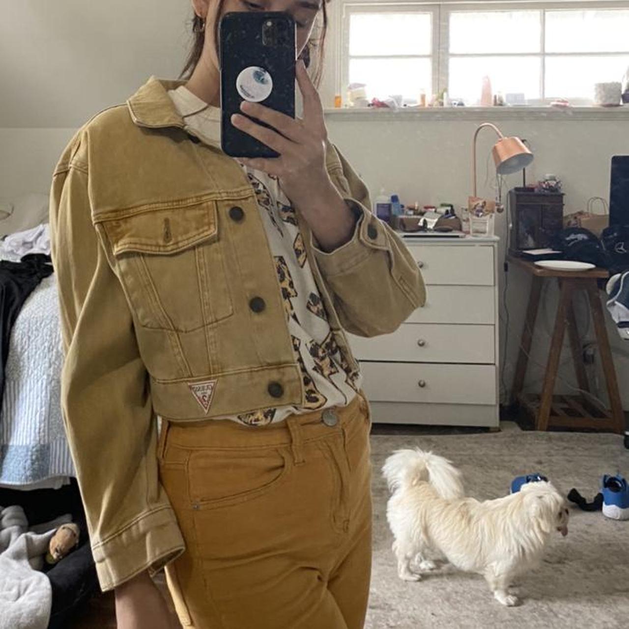 Guess Cropped Denim Jacket- Mustard Yellow Vintage... - Depop