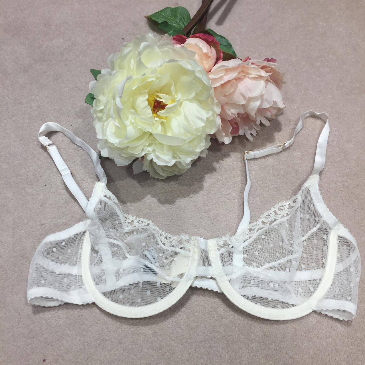 Our Daisy white mesh underwired bra in polkadot!... - Depop