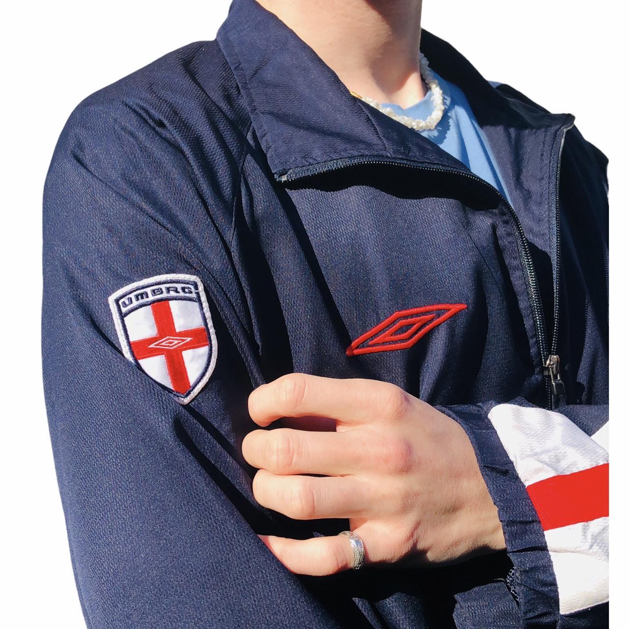 Umbro Men's Navy and Red Jacket | Depop