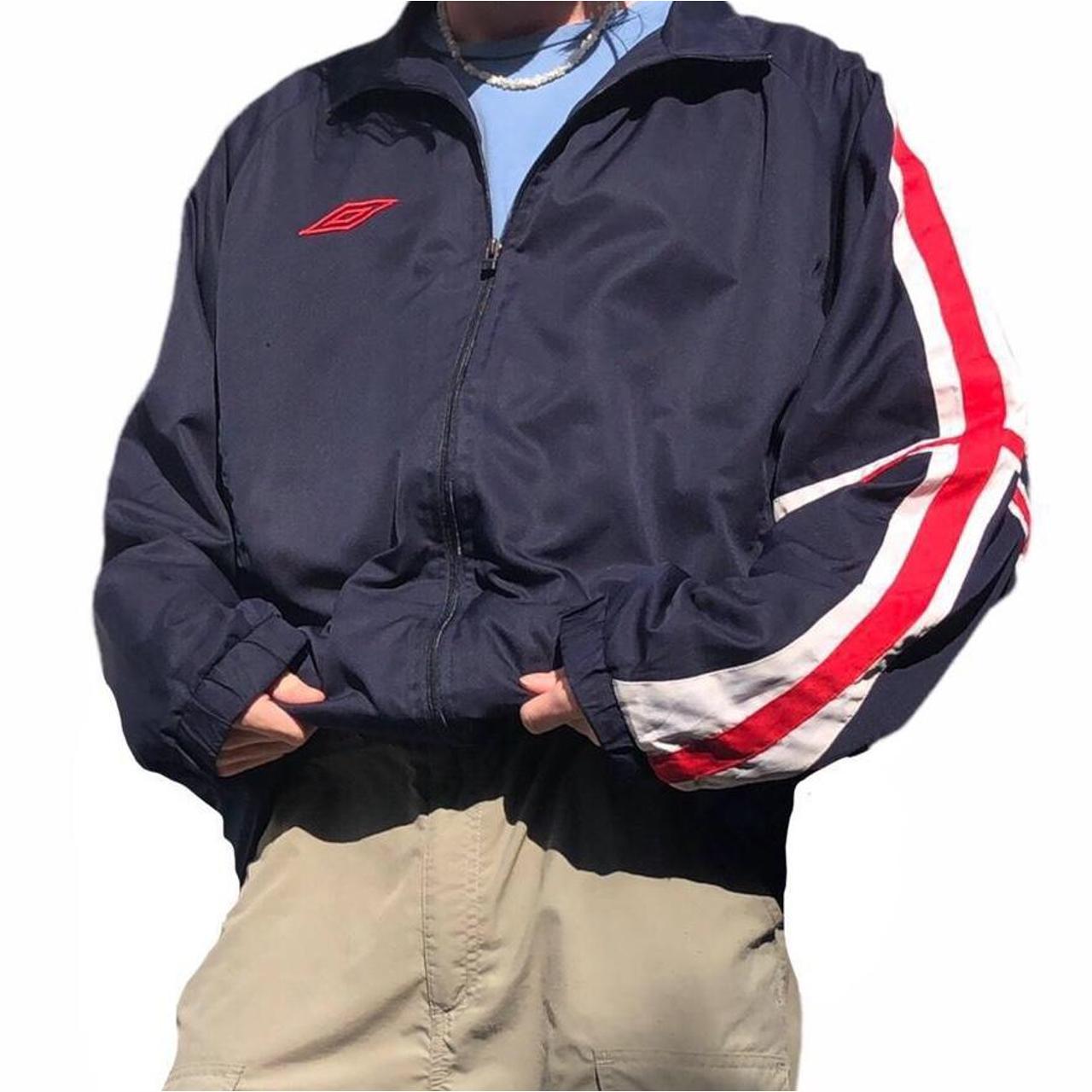 Umbro Men's Navy and Red Jacket | Depop