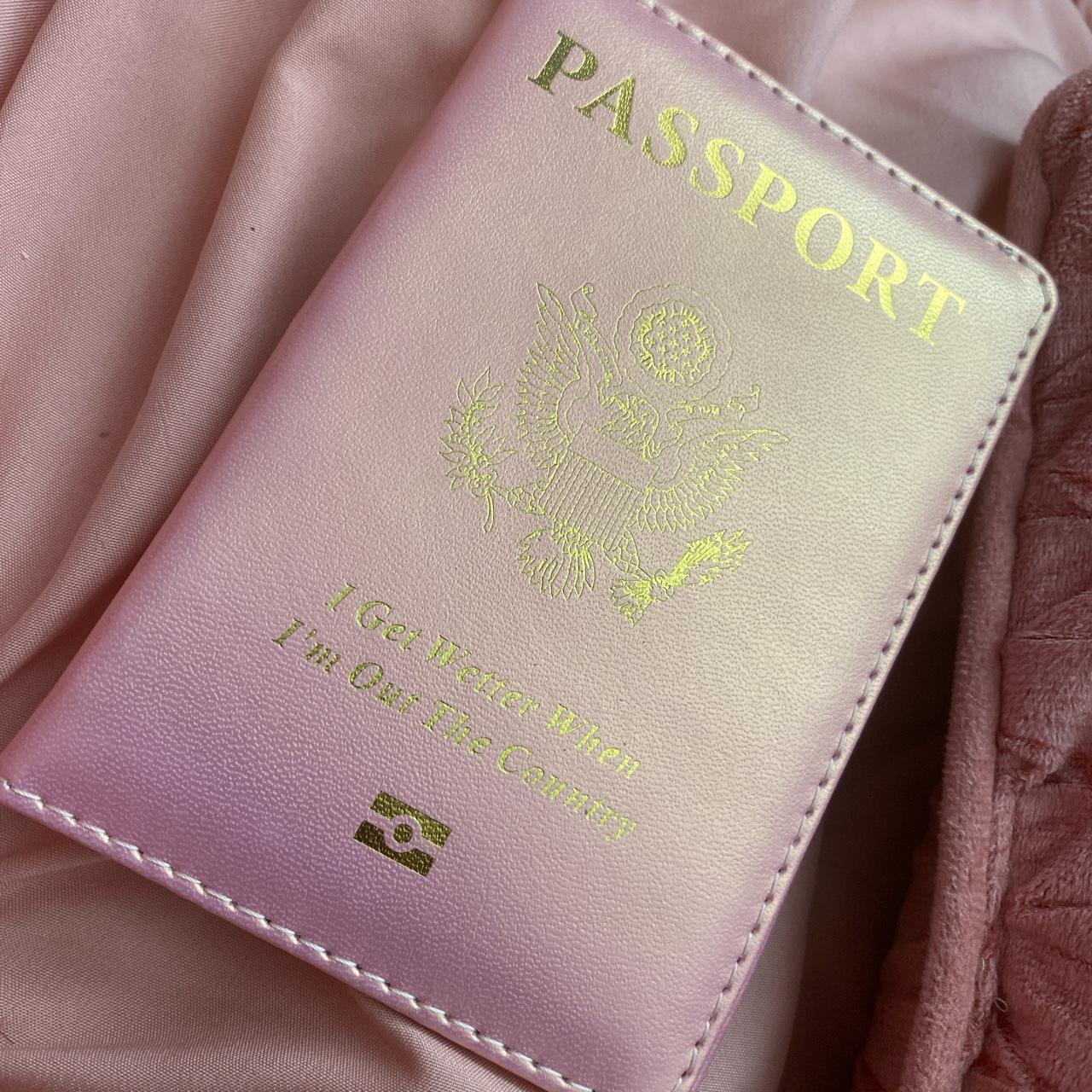 Ready to travel ? Passport cover Pink and gold with... - Depop