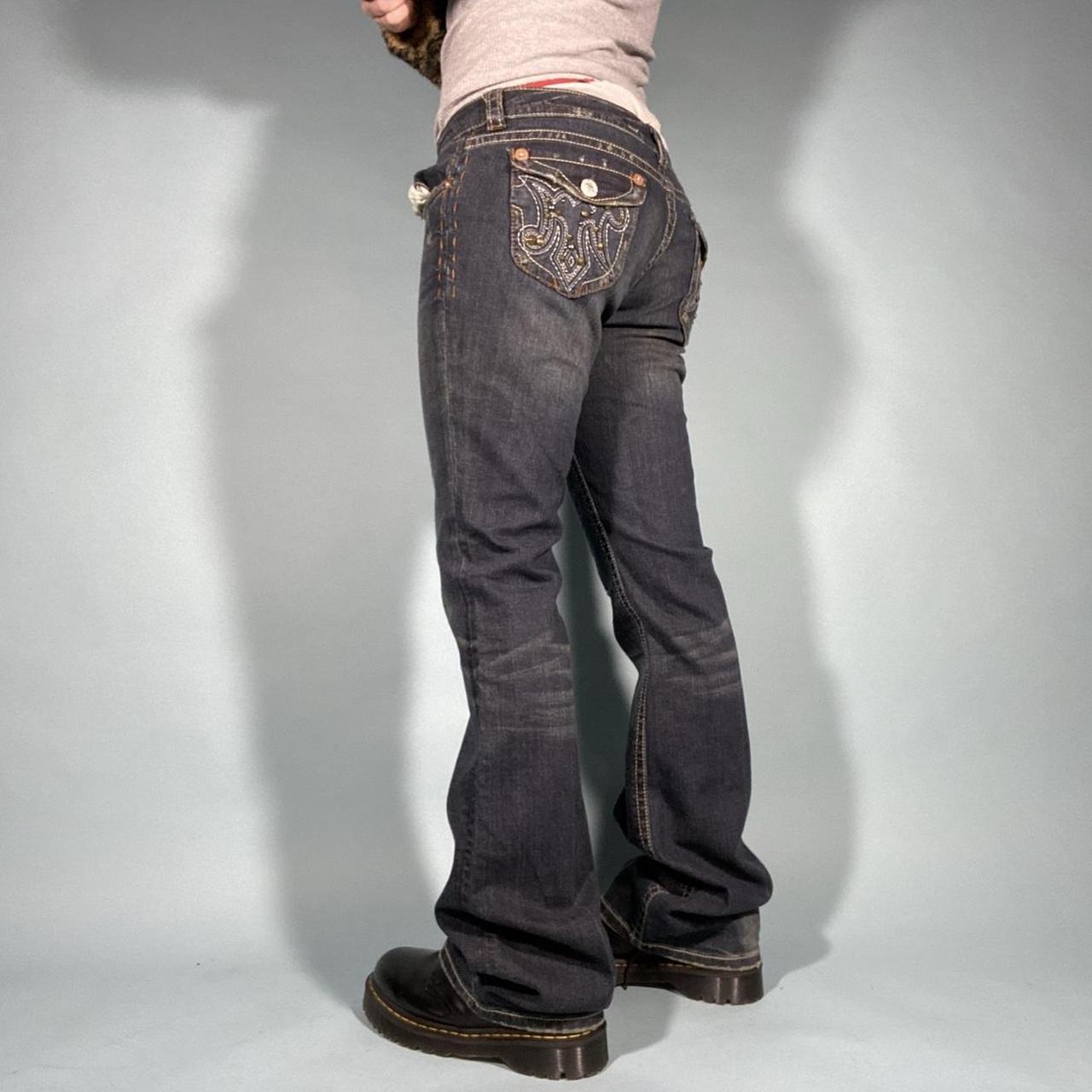 Early 2000s rustic bootcut jeans. Low rise fit. Has... - Depop