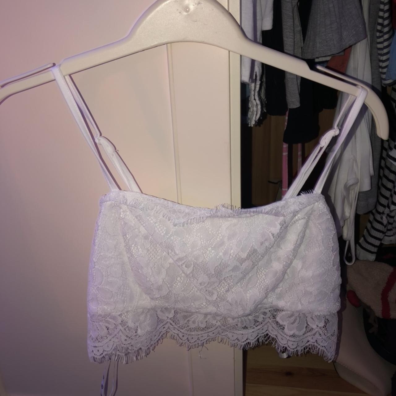 White lace bralet missguided worn once size... - Depop