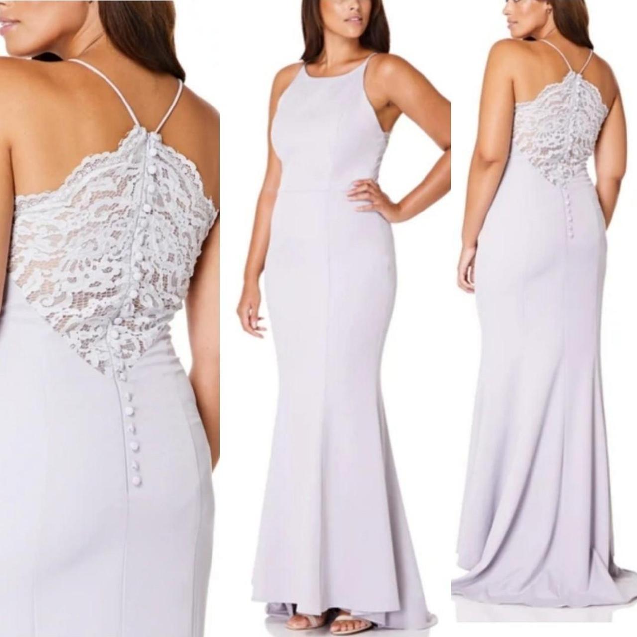 Beautiful lace & button back, light grey fishtail... - Depop