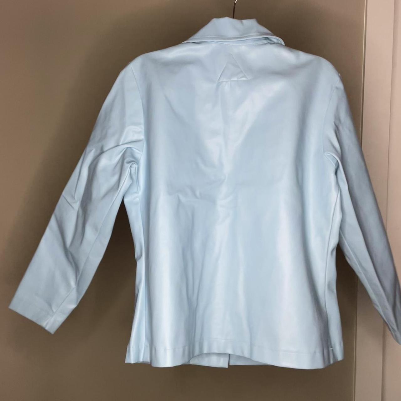 blue vinyl jacket by V.C.C.A. Good condition, size... - Depop
