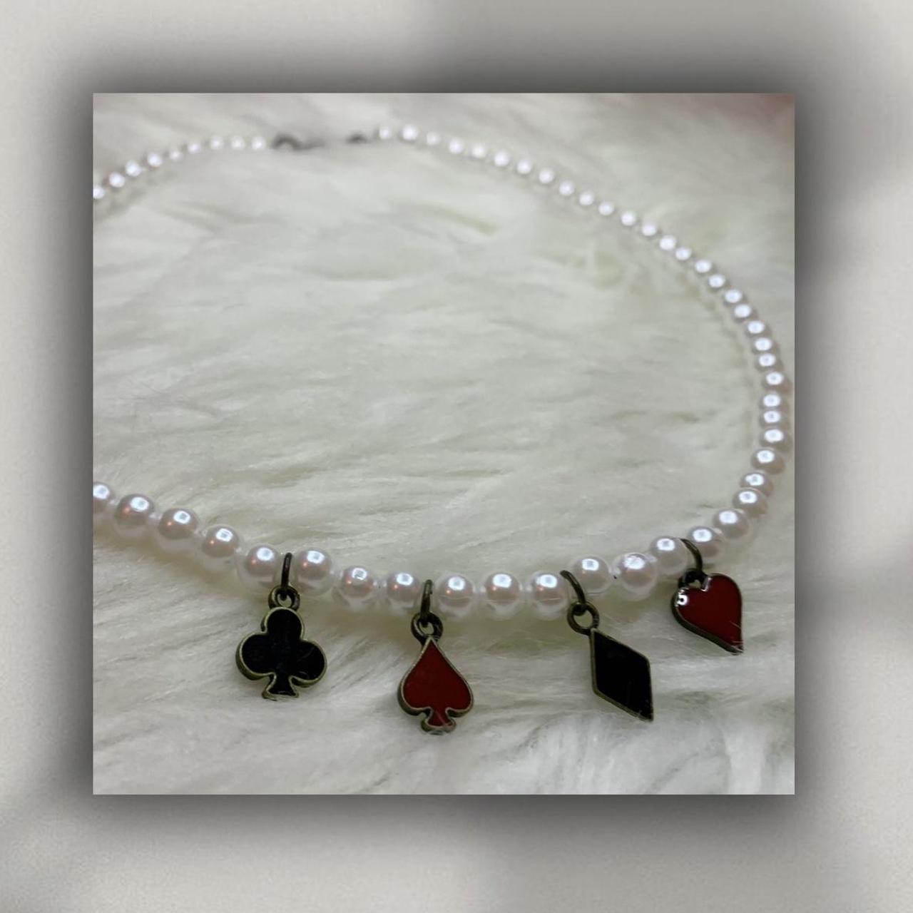 ♠️ hand made card face pearl necklace ♣️ •hand made by... | Depop